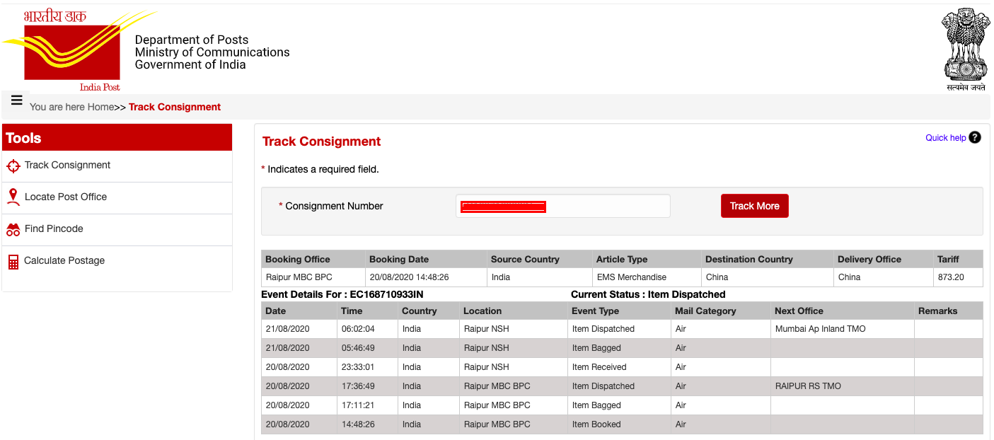 How to check the status of your package in India post - Medicine Centre ...