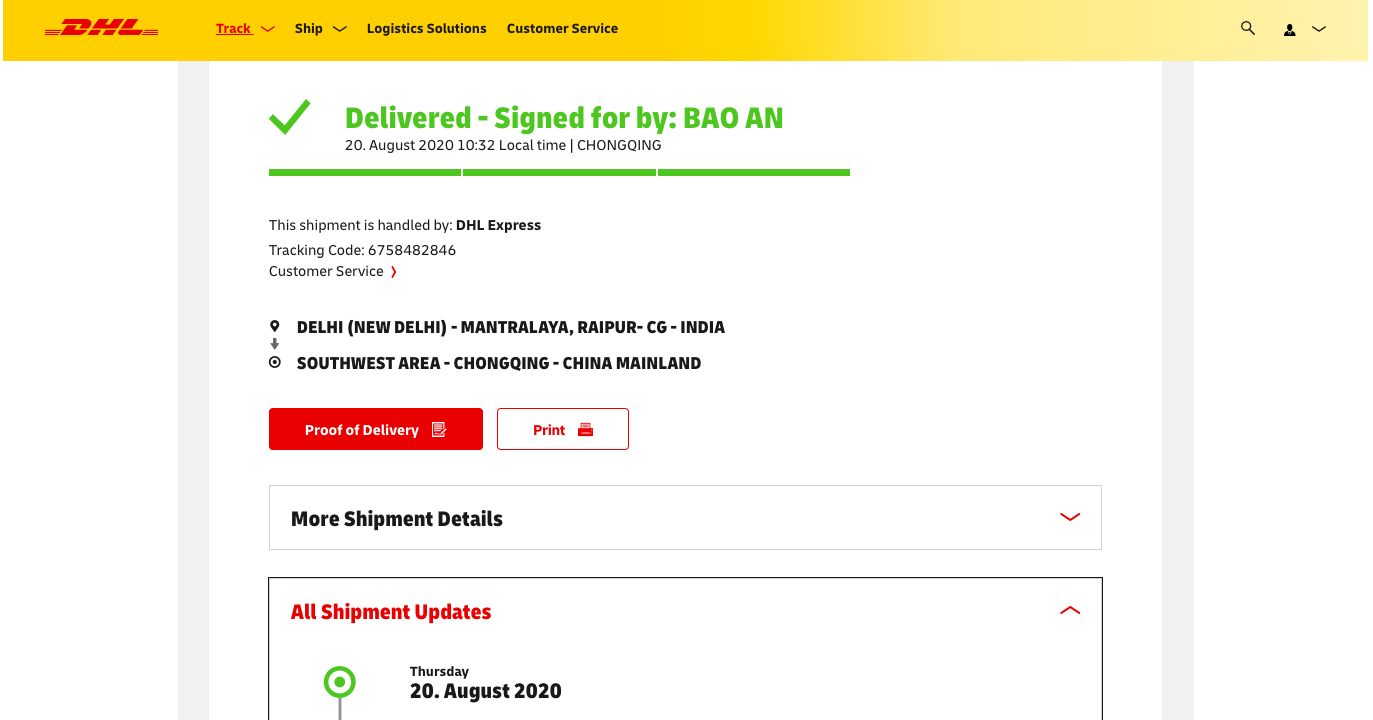 How to check the status of your package in DHL - Medicine Centre ...